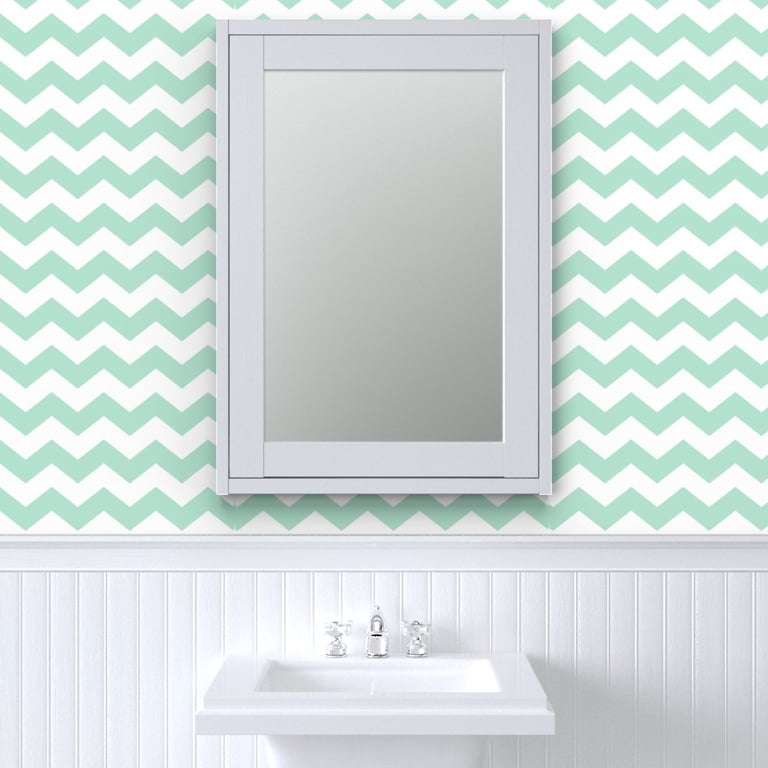 Mint Green Grey Chevron Wallpaper