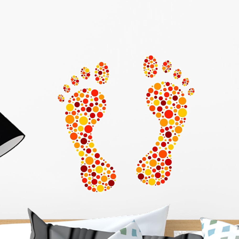 Colorful Circular Dot Footprints Wall Decal by Wallmonkeys Peel and ...