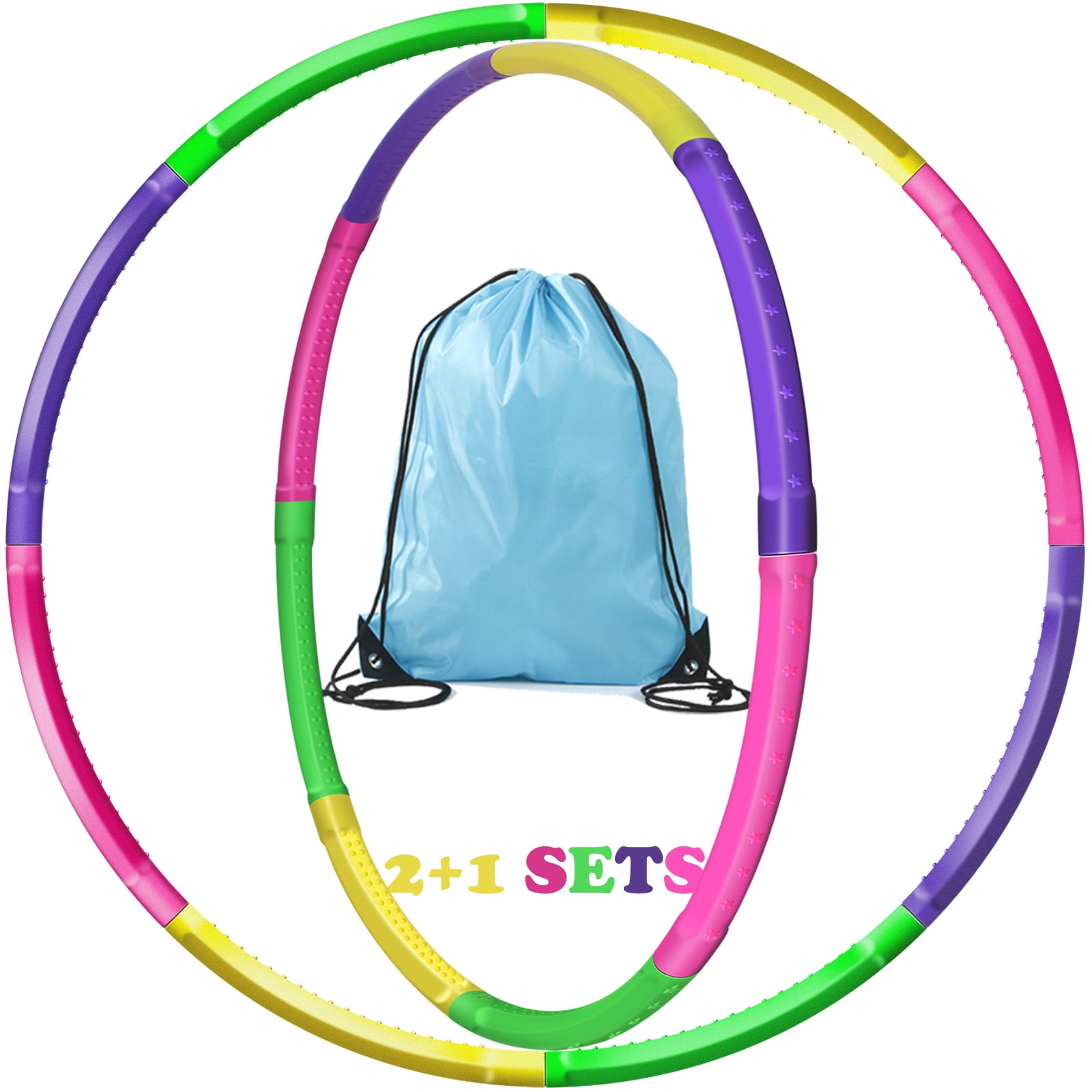 Buy 2 Set Kids Exercise Hoops W/Bag, Adjustable 3-12 Child Fitness Hoop ...
