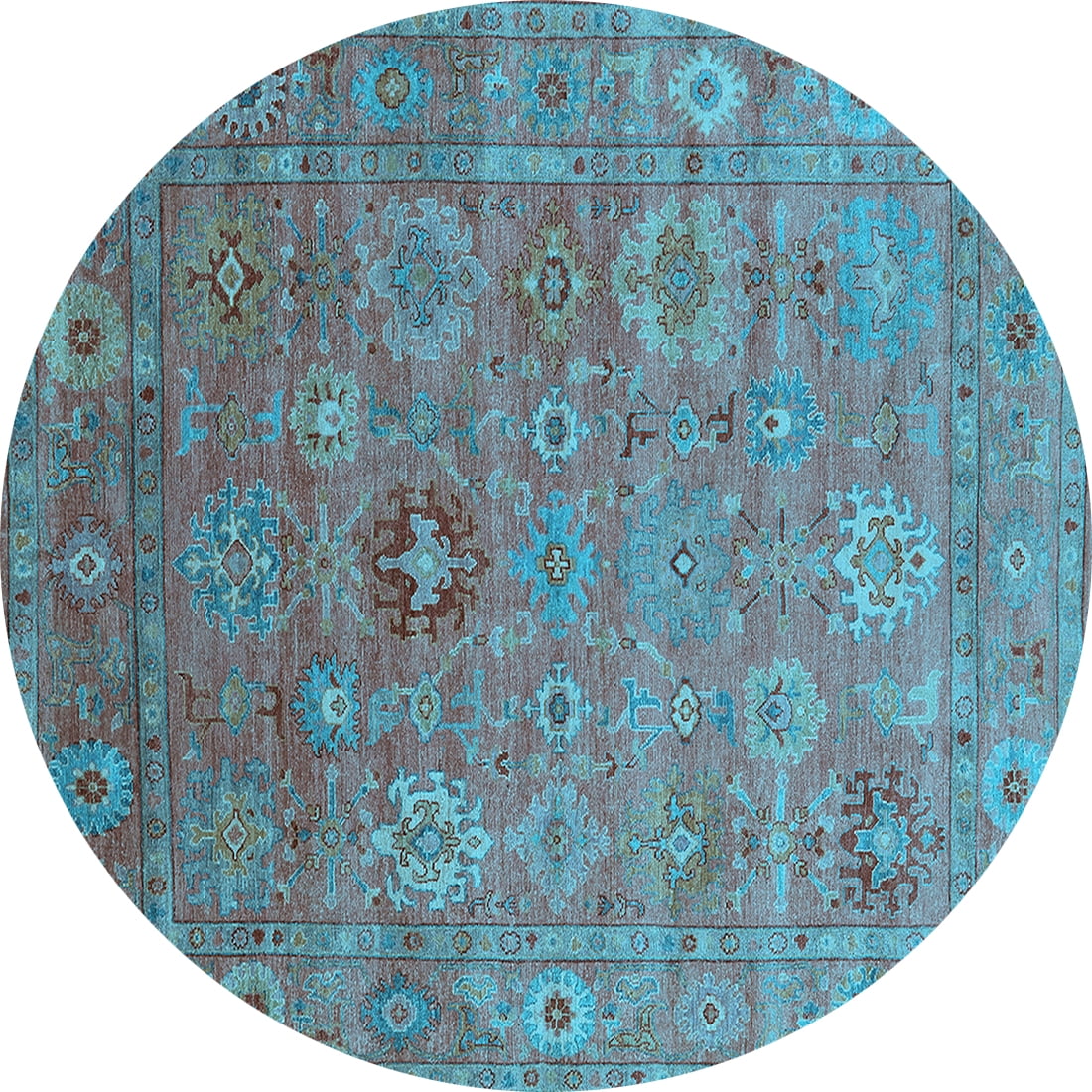 Ahgly Company Indoor Round Oriental Light Blue Industrial Area Rugs, 7 ...