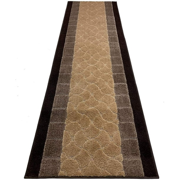 Custom Size Brown Beige Runner Rug Geometric Volley Dessign Cut to Size ...