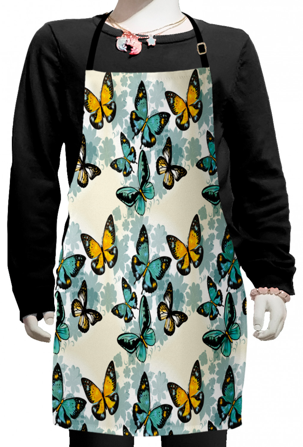 Butterfly Kids Apron, Romantic Design Illustration with Bicolor Insects ...