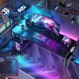 Bestier 52 inch Office Gaming Desk with LED Lights, Shelves & Storage ...