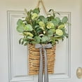 TOPReddon Spring Front Door Hanger Basket Wreath,Spring Wreaths for ...
