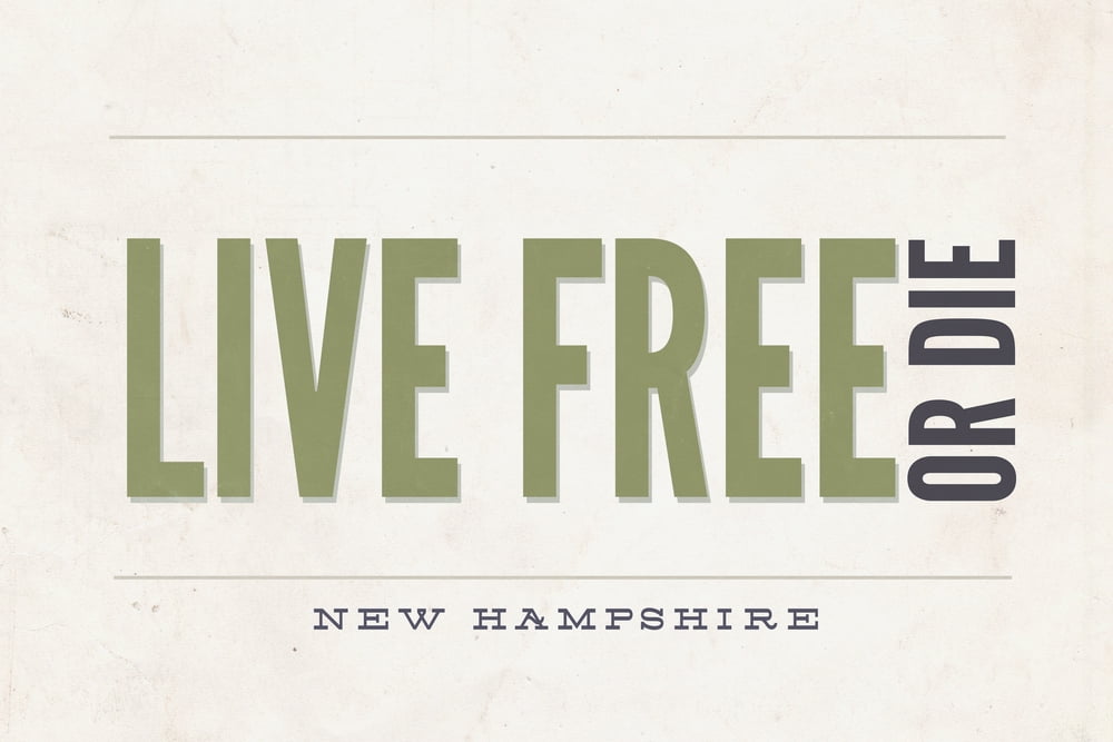 New Hampshire, Live Free or Die (Tan) (16x24 Giclee Gallery Art Print ...