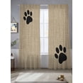 Black Dog Paws Prints Sheer Curtains 2 Panels Set Farm Animal Claws ...