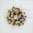 Colorful Pansy Wreath by OakRidge™, 14” Diameter, Silk Floral Home ...