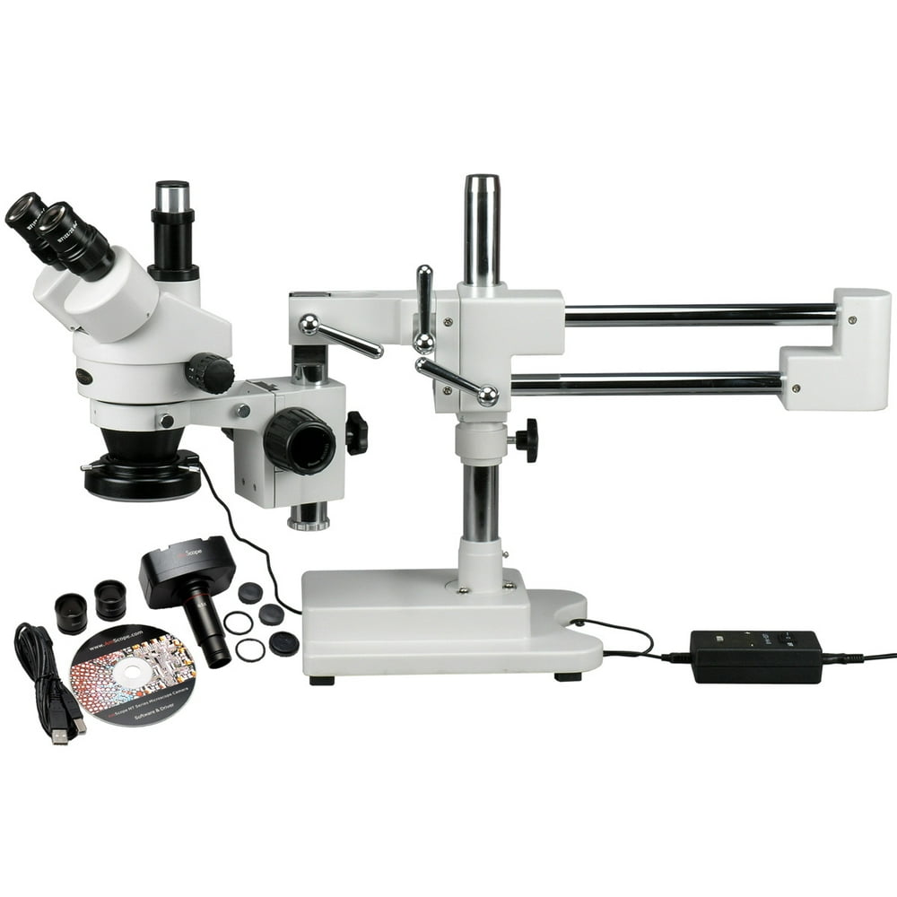 AmScope 3.5X-90X Circuit Zoom Stereo Microscope + 144 LED Light + 5MP ...
