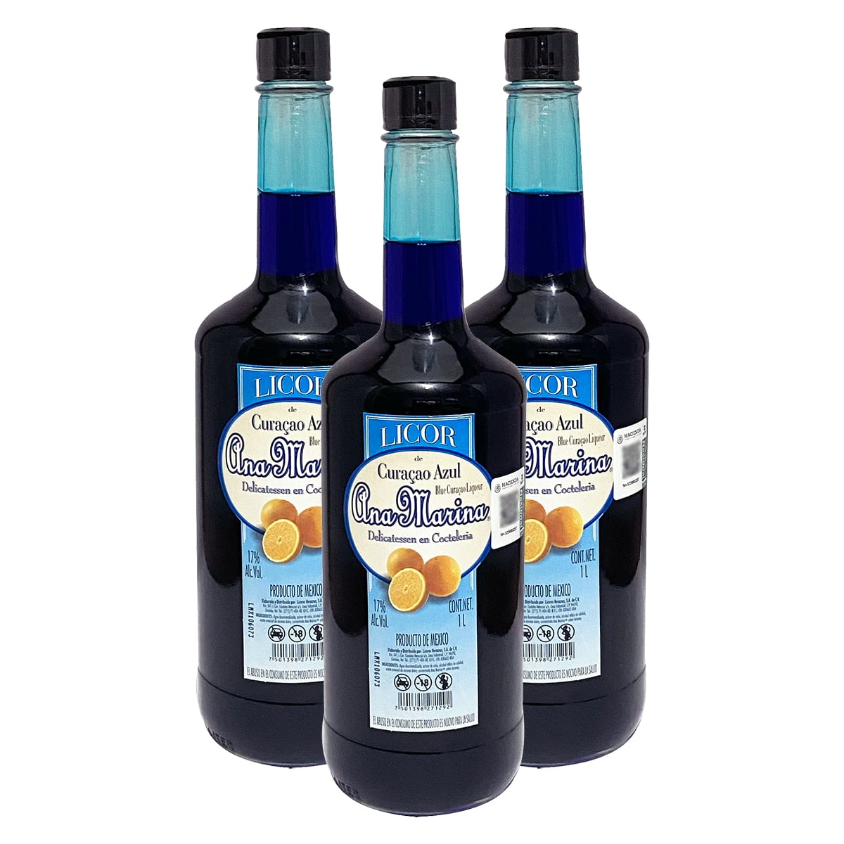 Tripack Licor de Curacao Azul Ana Marina 1L Ana Marina Licor de Curacao ...
