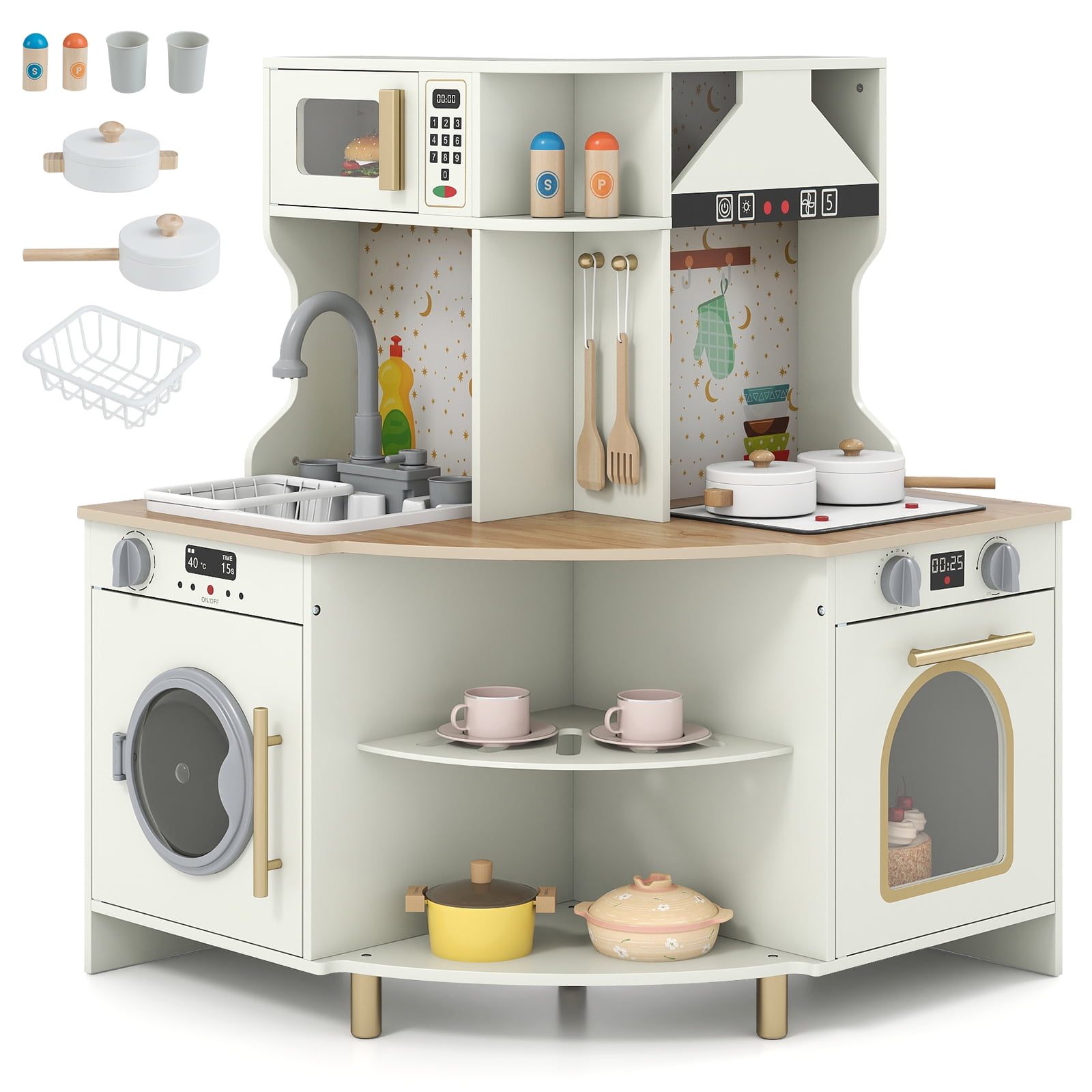 Click here for Gymax Kids Play Kitchen W/Working Faucet & Sink Mi... prices