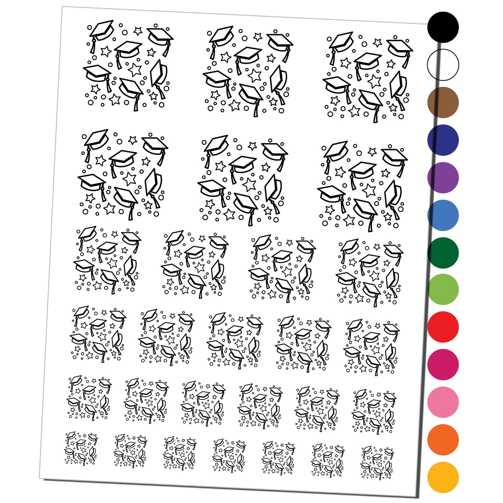 Graduation Caps Repeating Pattern Water Resistant Temporary Tattoo Set ...