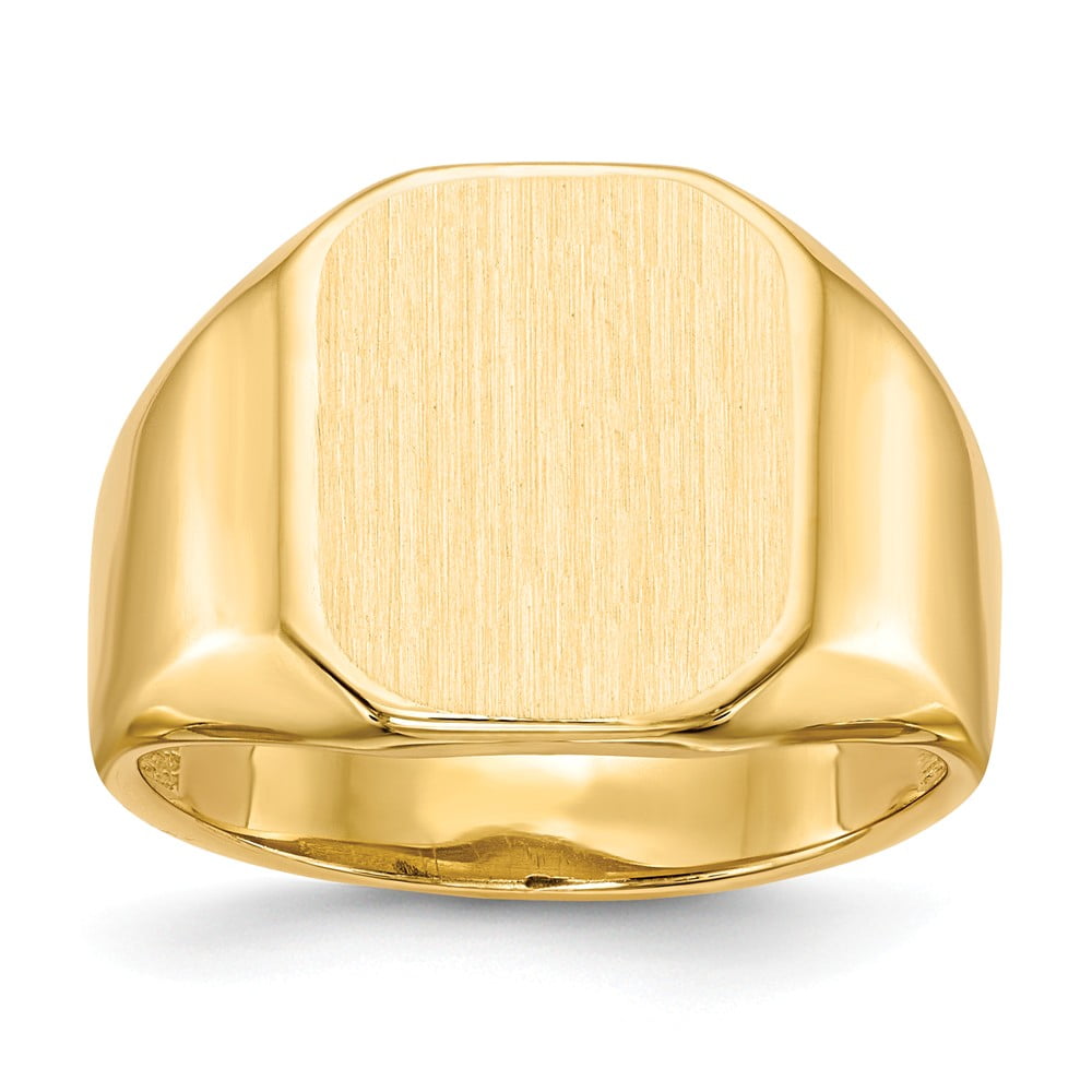 Solid 14k Yellow Gold Men's Engravable Signet Ring (15.6mm) - Size 10 ...
