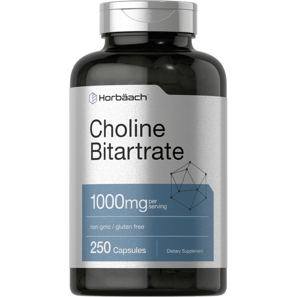 Choline Bitartrate | 1000mg | 250 Capsules | High Potency | by Horbaach ...