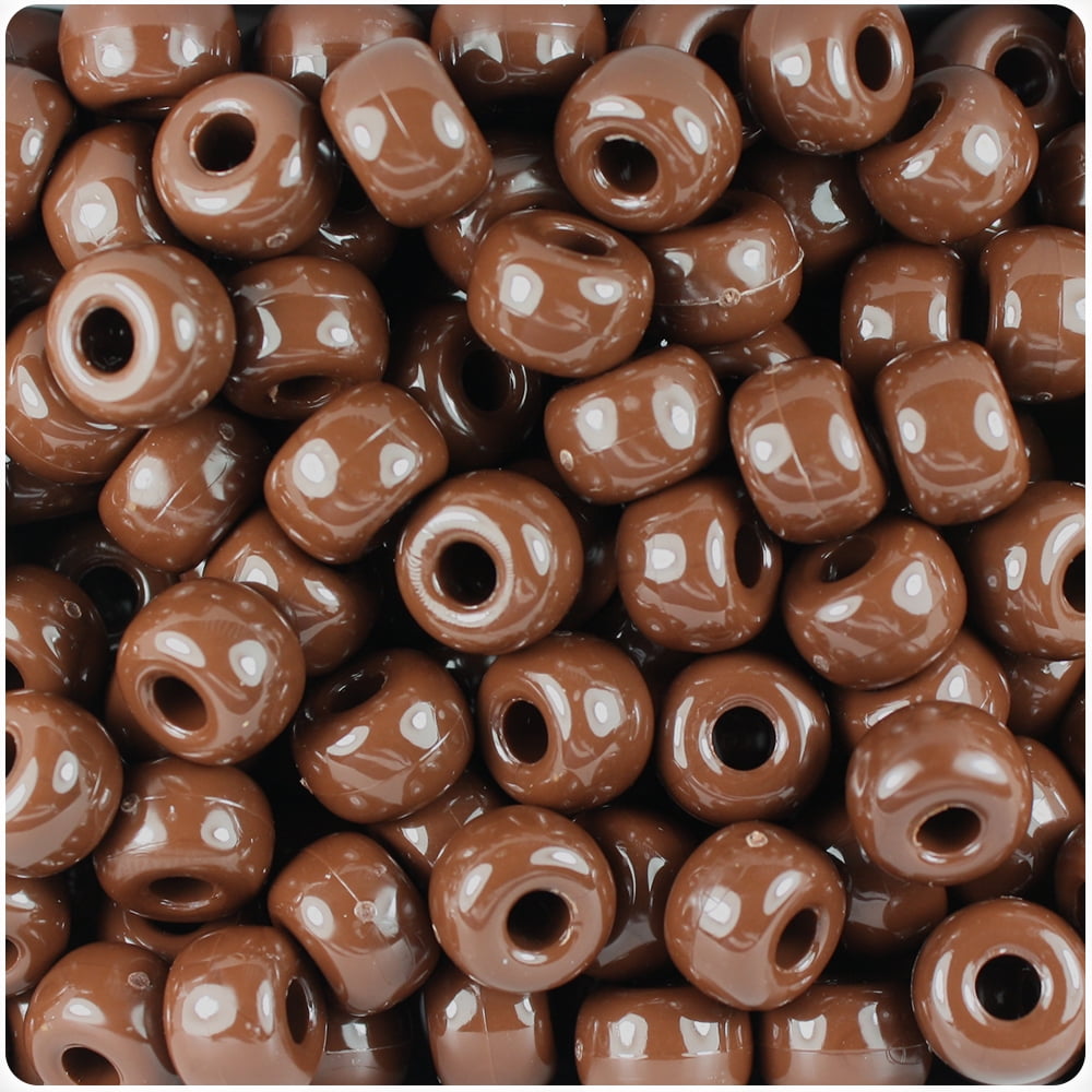 BeadTin Chocolate Opaque 11mm Large Barrel Pony Beads (250pcs ...
