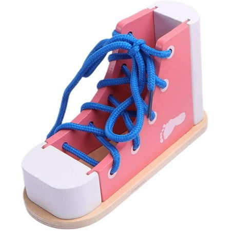 EAYY Learn to Tie Shoes Wooden Lacing Shoe Toy Shoelaces Tying Toy ...