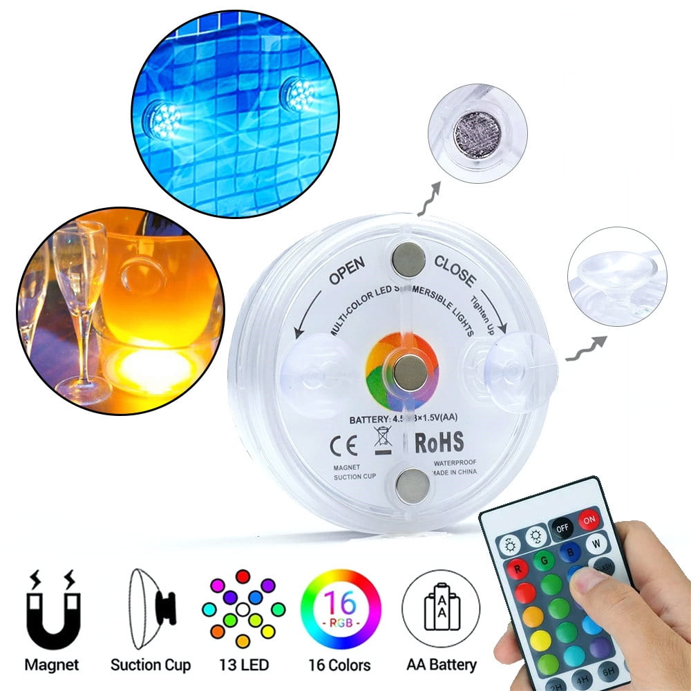 Submersible LED Lights with Remote, Waterproof Pool Lights for Inground ...