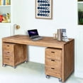 Recycled Teak Wood Bali Writing Desk with 2 Sets of Drawers for Home ...