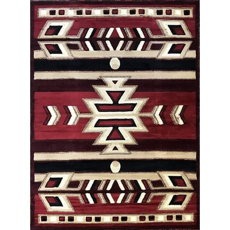 Southwest Native American Area Rug Red & Black Beige Carpet King Design ...
