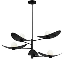 Dainolite 5 Light Matte Black Chandelier w/ Opal Glass - Walmart.com