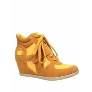 Peggy-44 Women's Glitter Metallic Lace Up Low Top Low Wedge Fashion ...