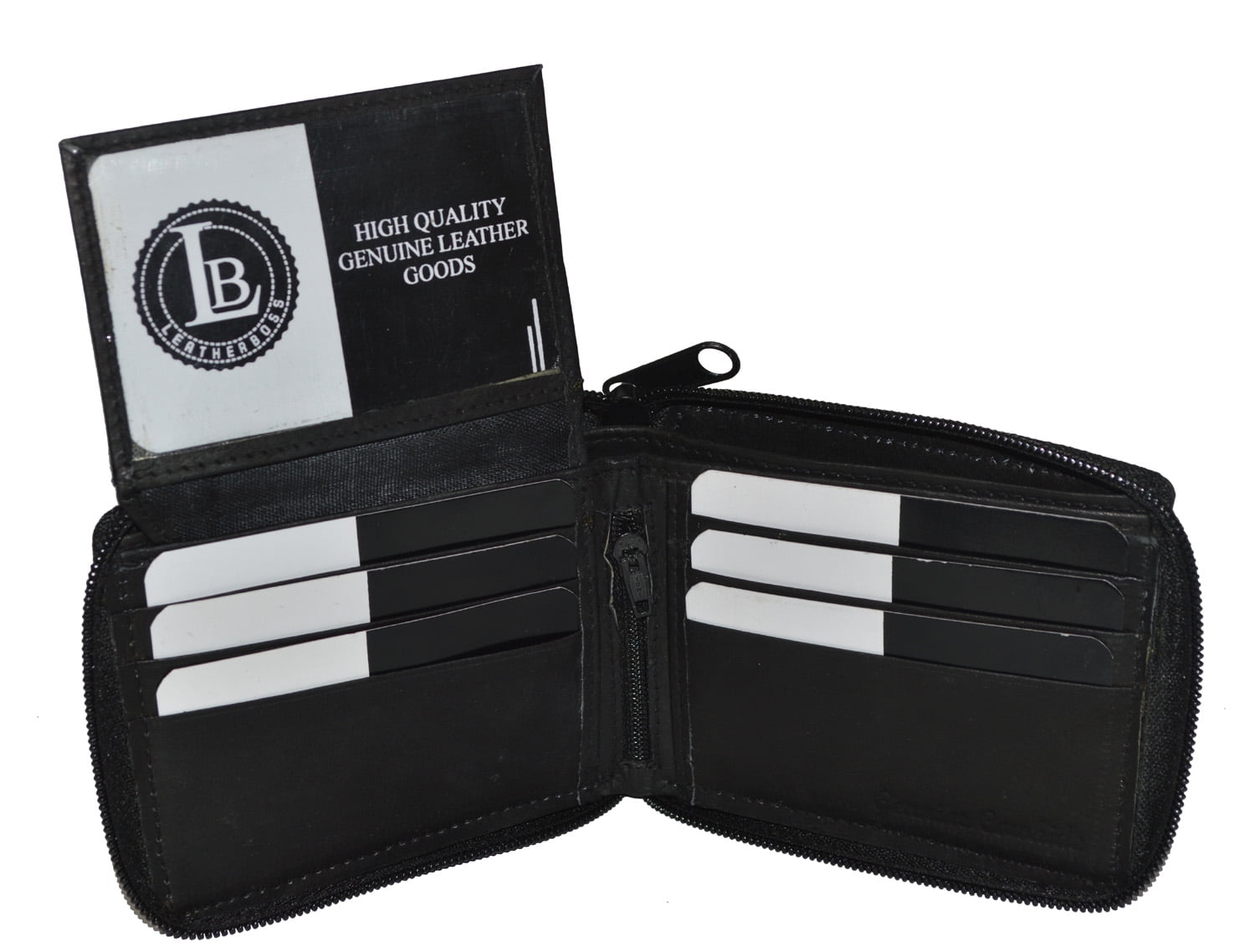 Mens All around zipper wallet with a flap by Leatherboss - Walmart.com