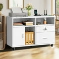 Dextrus Wood File Cabinet With Charging Station And Lock 2 Drawer Mobile Lateral Filing Cabinet