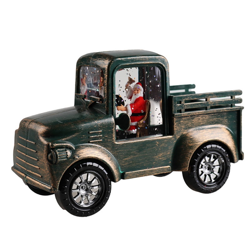 Buy Christmas Truck Santa Claus Driving Car Lighted Swirling Glitter ...
