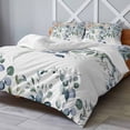 4 Piece Duvet Cover Set Queen, Watercolor Eucalyptus Leaf Soft ...
