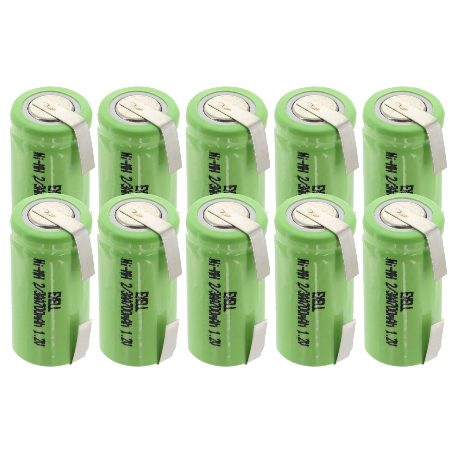 10x Exell 2/3AA NiMH 700mAh 1.2V Flat top Rechargeable Battery with ...