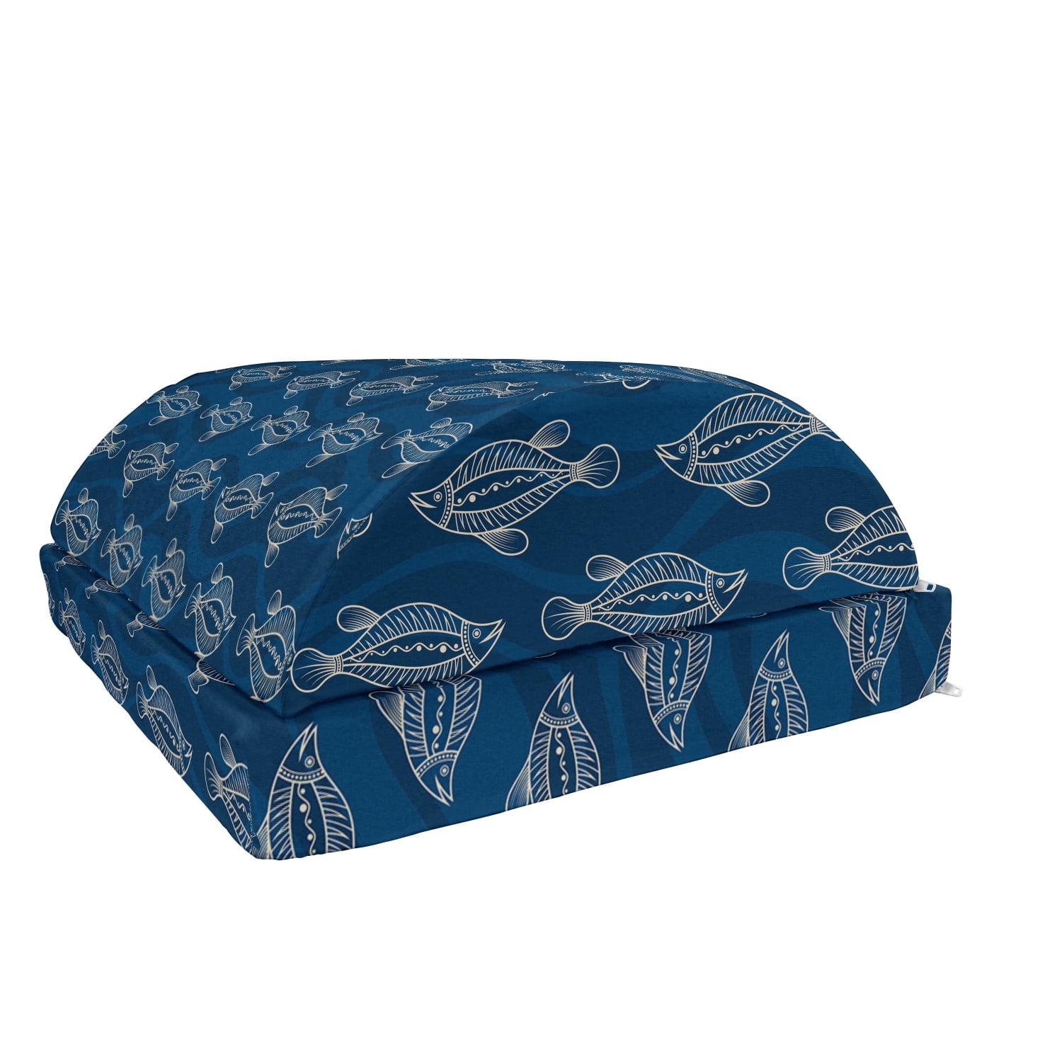 Nature Foot Rest, Marine Animal Shapes with Wave Patterns and Fish ...