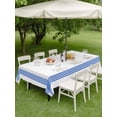 Blue Modern Striped Rectangle Outdoor Tablecloth with Umbrella Hole ...