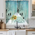 Branches Birds Swag Curtain Valance for Window 2 Panels Blue Retro ...