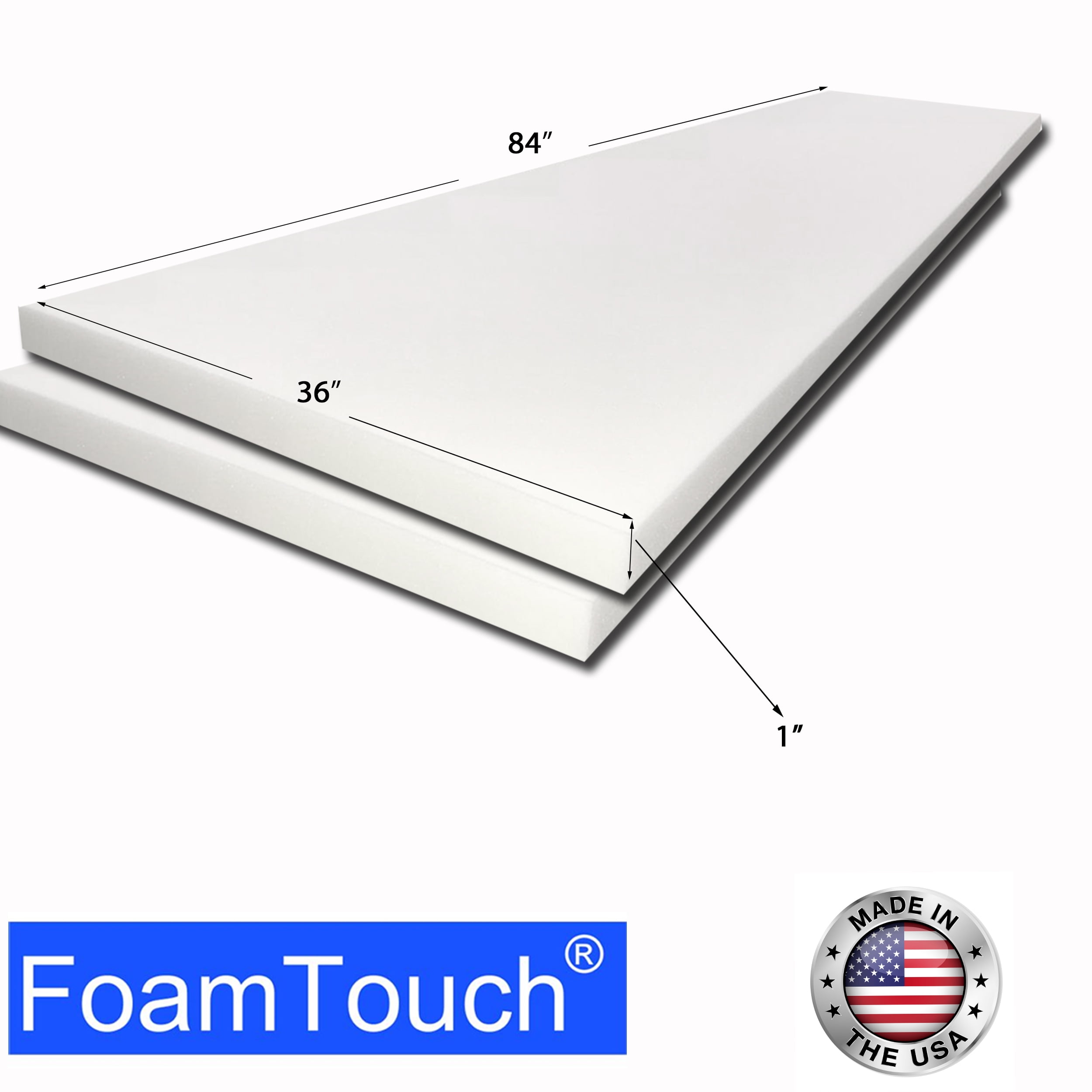 2 pack of FoamTouch High Density 1" Height x 36" Width x 84" Length ...