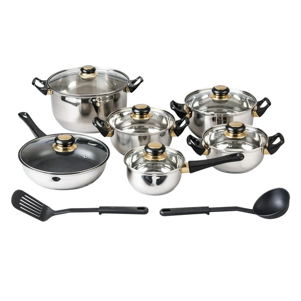 Batería De Cocina Acero Inoxidable Cinsa De 14 Piezas Con Tapas De ...