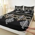 Feelyou Black Gold Damask Full Size Sheets, Boho Rustic Farmhouse Bed ...