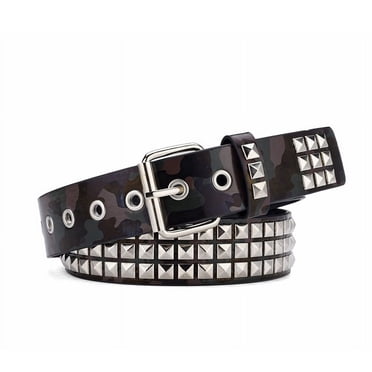 Nvzi Punk Leather Belt,Women Men Goth Pyramid Studded Square Beads ...