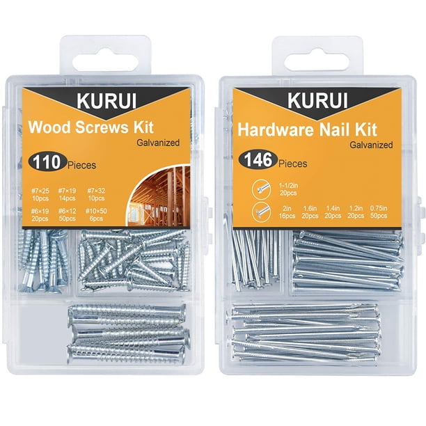 Kurui Kit Surtido De Clavos Para Colgar Y Tornillos Para Madera, 256 ...