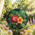 Chilfamy Round Stained Glass Window Suncatcher, Hibiscus Plumeria Rubra ...