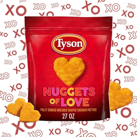 Tyson Nuggets of Love Fully Cooked Heart Shaped Chicken Nuggets, 27 oz ...