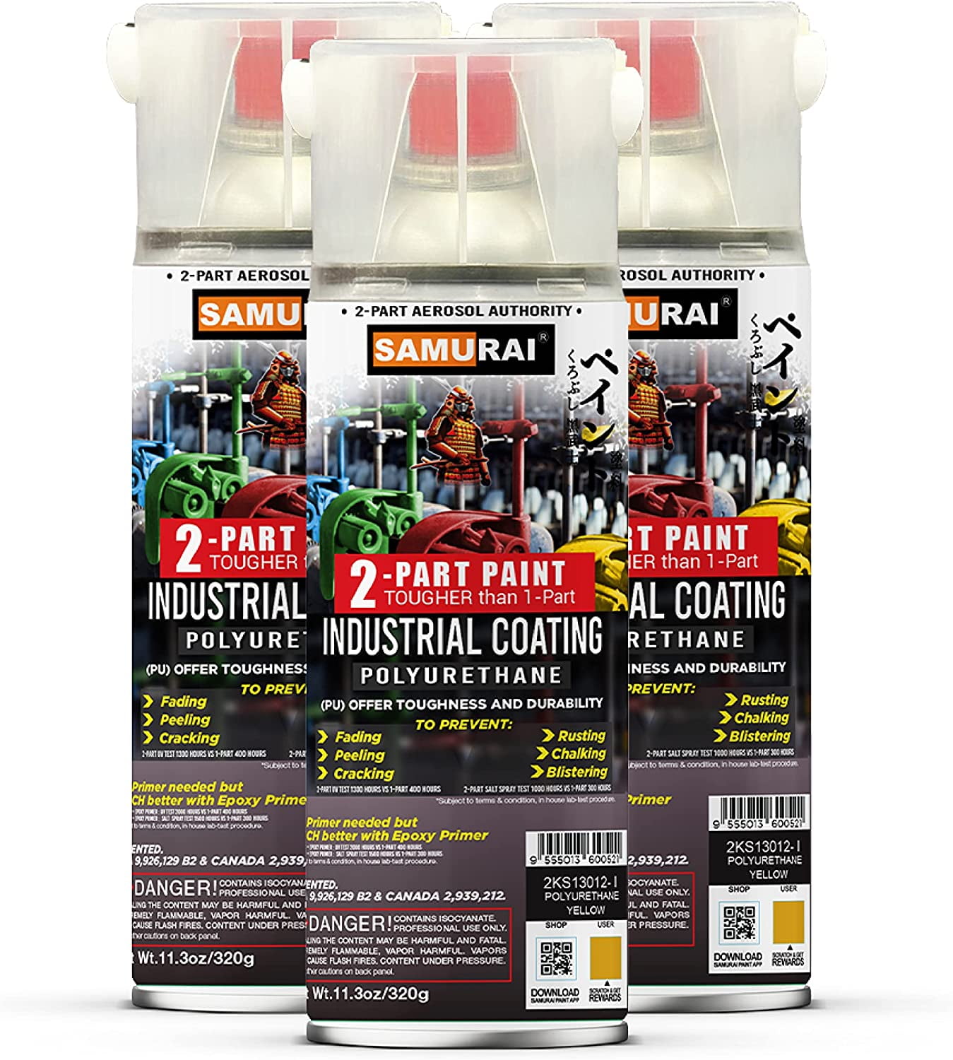 Samurai 2-Part Polyurethane Spray Paint for Industrial - 11.3 Ounce UV ...