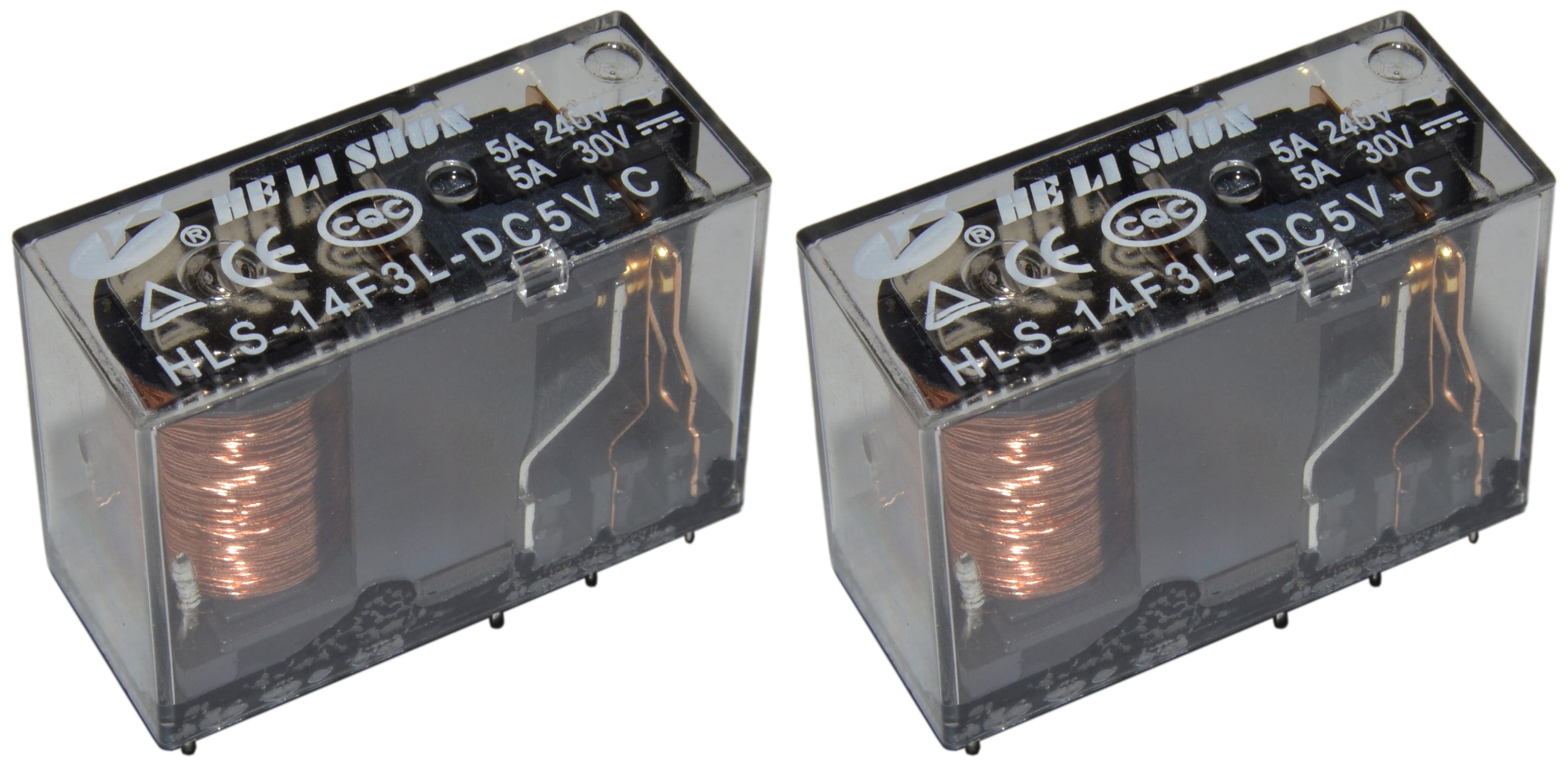 2 Pack 5V 5A Single Contact Relay DIP, Clear, Coil Arrangement: 2 Form ...