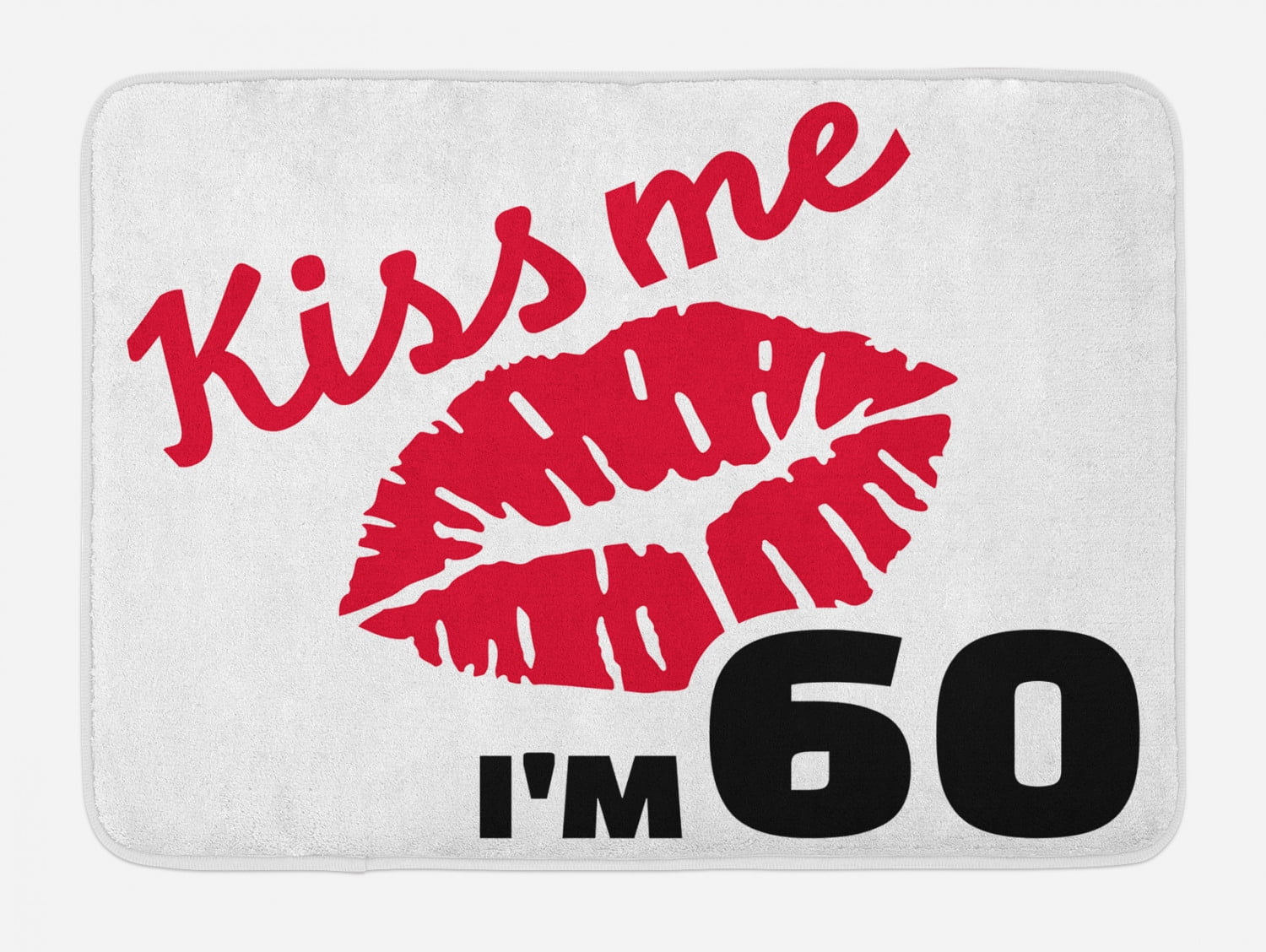 60th Birthday Bath Mat, Hot and Sexy Party Theme with Lipstick Mark ...