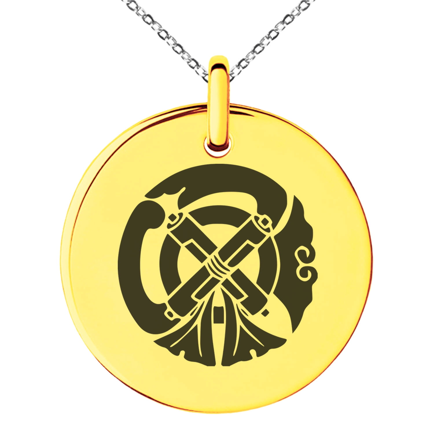 Stainless Steel Tachibana Samurai Crest Engraved Small Medallion Circle ...