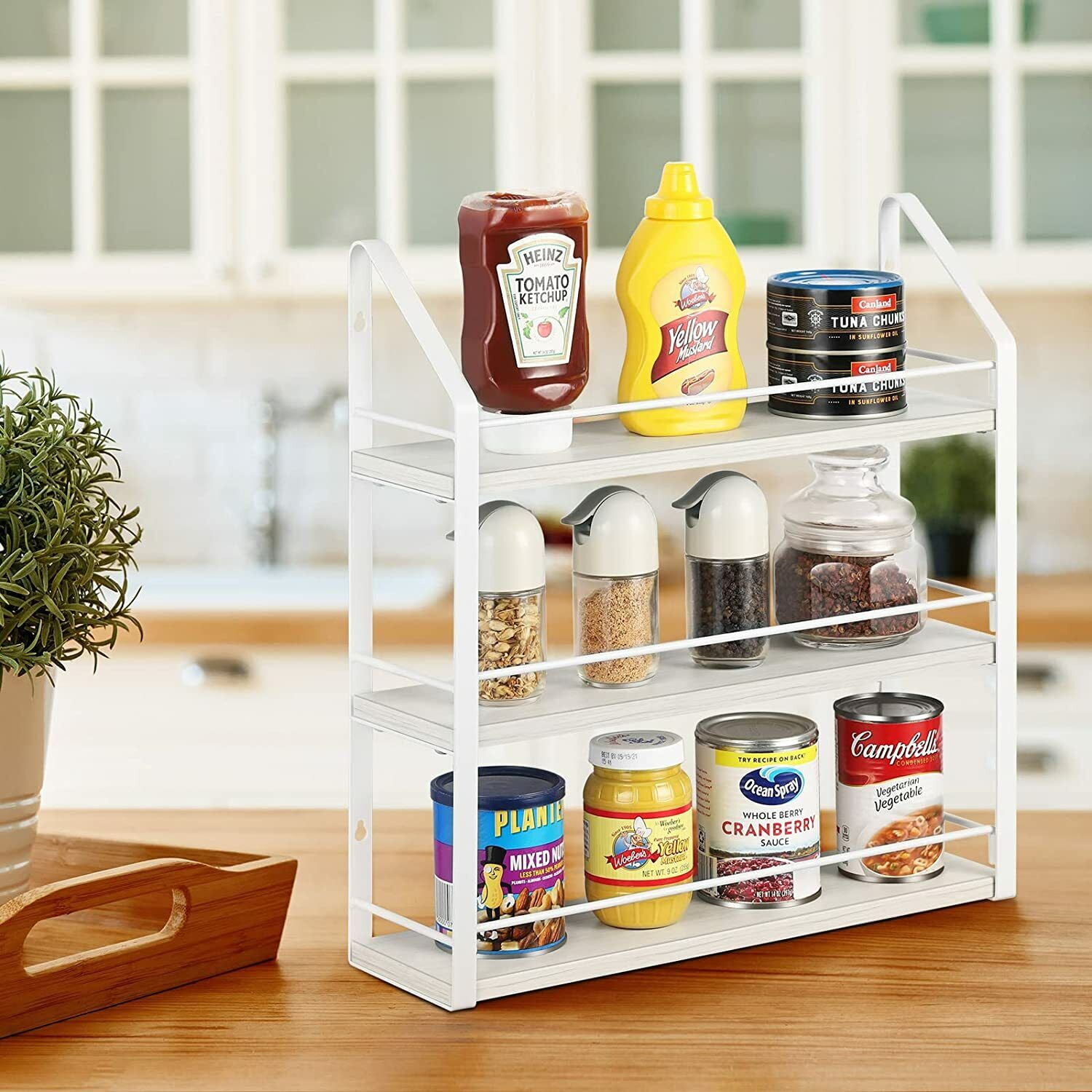Walmart 3 Tier Wall Mounted Spice Rack, Countertop Kitchen Seasoning ...