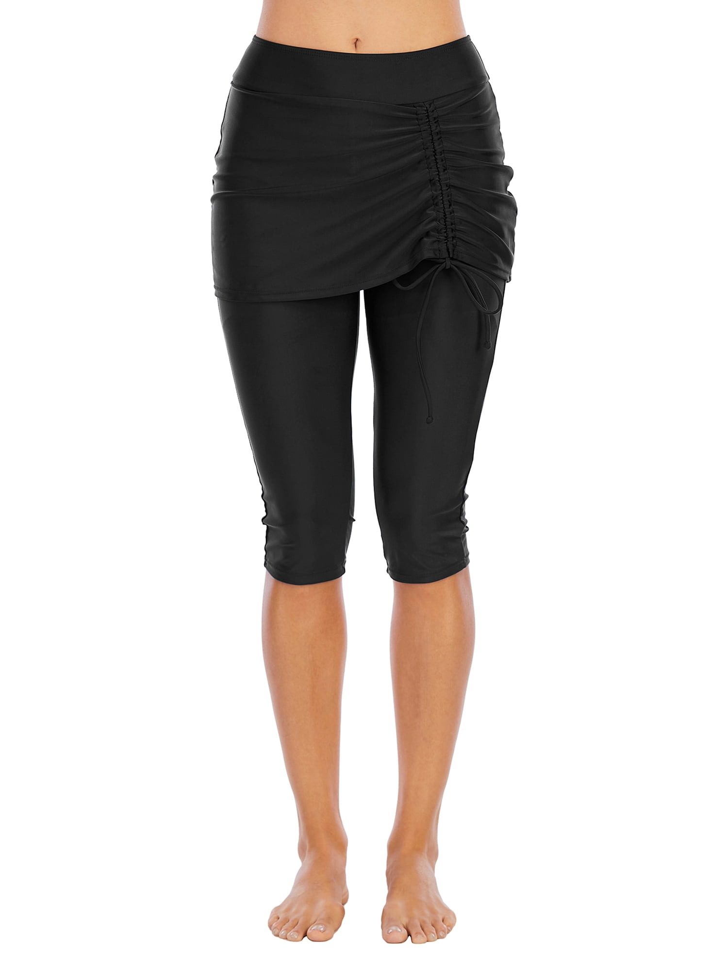 Womens Skirted Swim Capris Upf 50 Layered Swimming Skirt With
