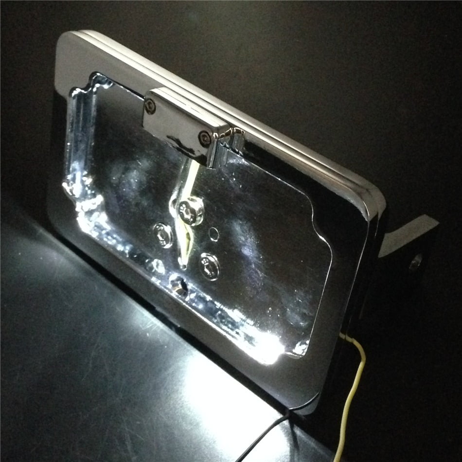 Buy HTT Chrome Side Mounted License Plate Bracket w/ LED Light For ...