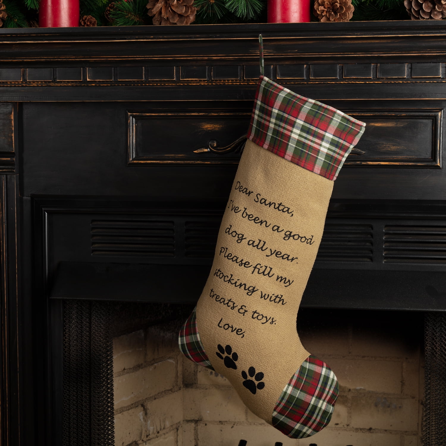 Dear Santa Dog Stocking 12x20 - Walmart.com
