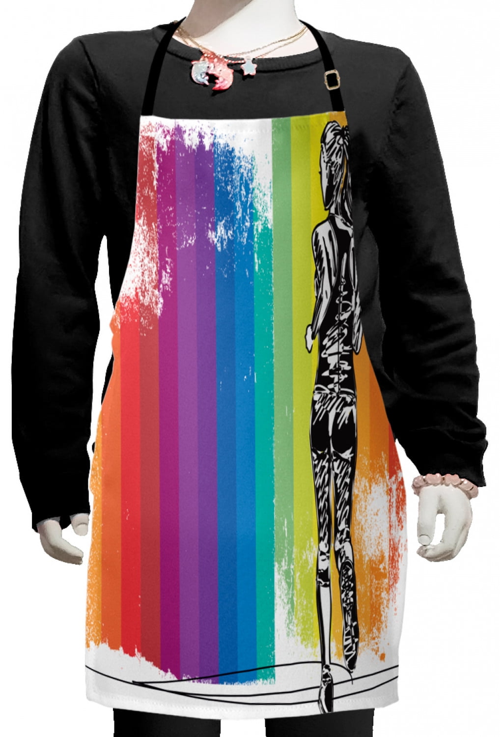 Olympics Kids Apron, Female Marathon Runner Illustration on Vertical ...