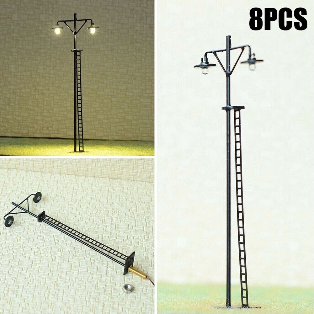 4/8X HO Scale LED Yard Light Model Train Railroad Street Station Lamp ...