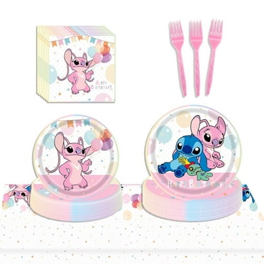 162Pcs pink Stitch Party Supplies Set, Stitch Tableware Set, Cartoon ...